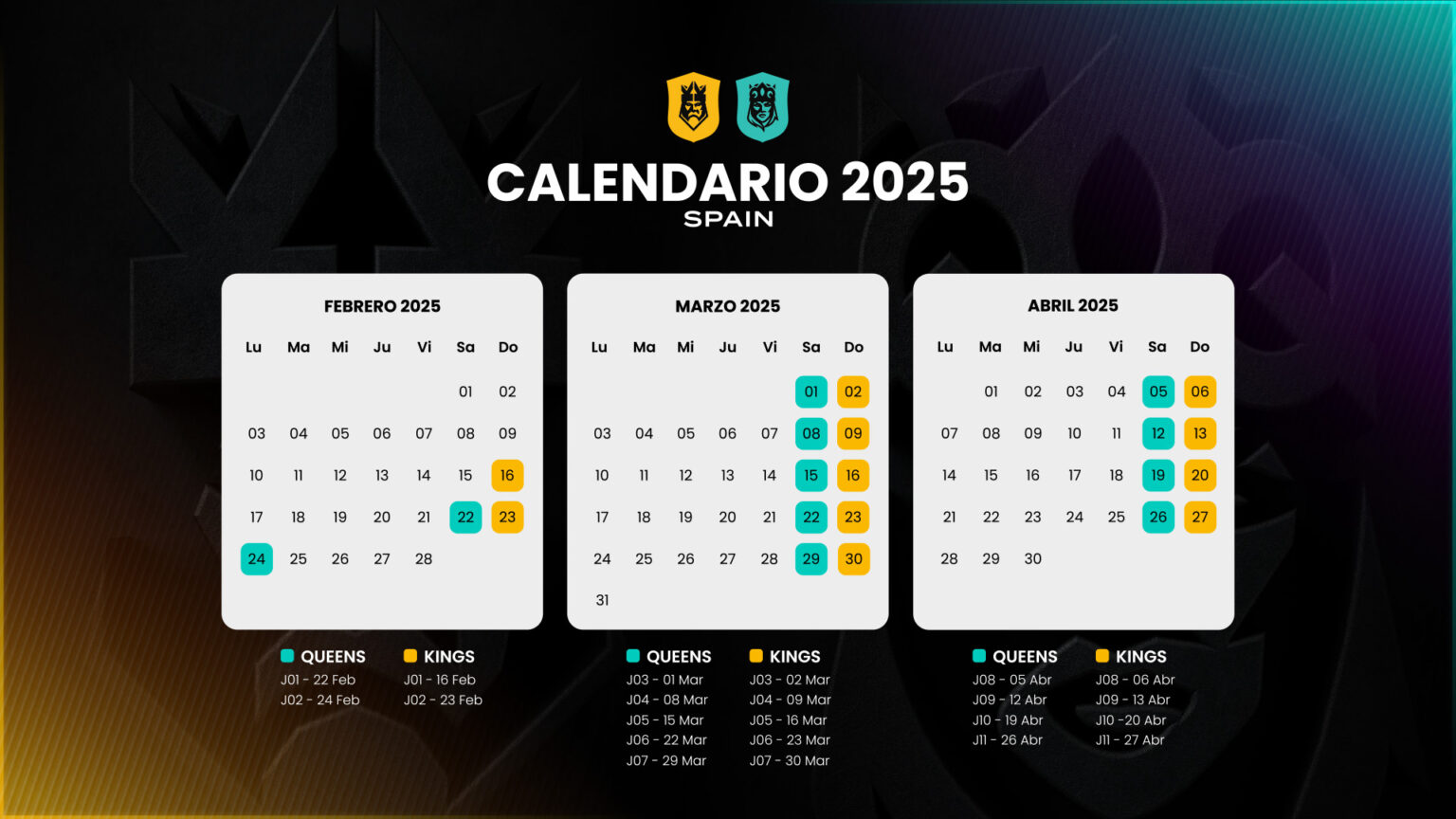 Regular season schedule for Split 4 of the Queens League Oysho | Queens ...