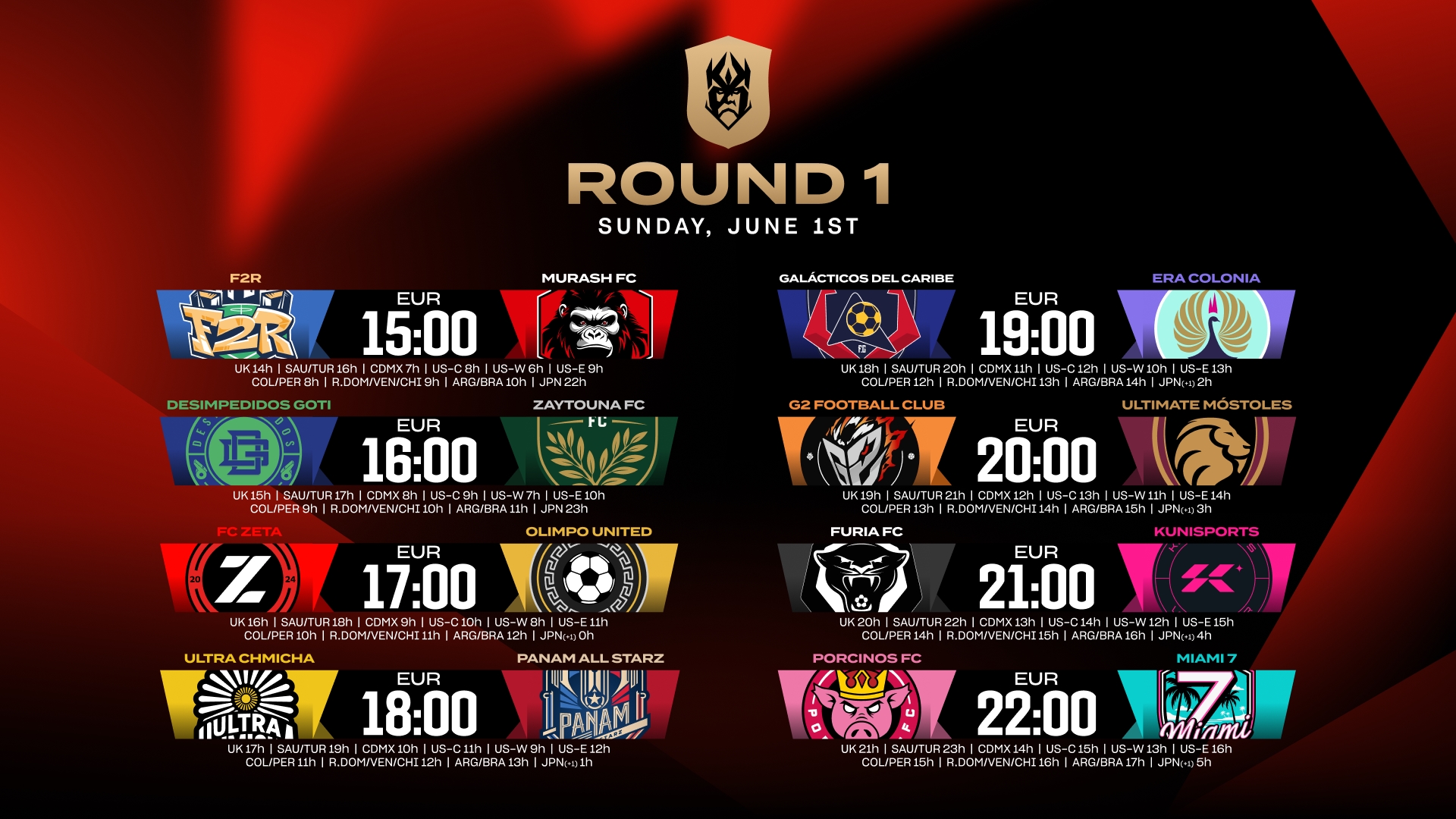 Jogos da Kings World Cup Clubs 2025 – horários de 1º de junho | Kings ...